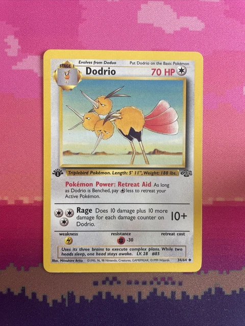 POKEMON CARD DODRIO Jungle 1st Edition Uncommon 34/64 Near Mint ...