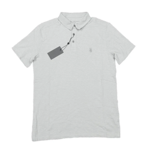 JOHN VARVATOS MEN'S Light Grey Victor Peace Sign Short Sleeve Polo ...