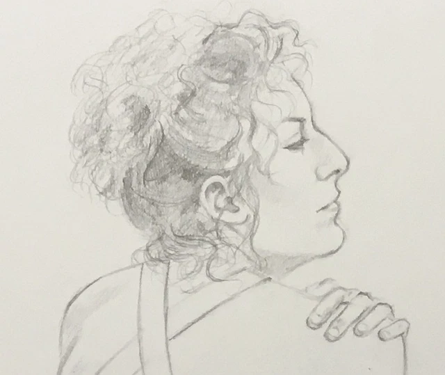 VINTAGE ORIGINAL LIFE Drawing Female Figure Pencil Sketch Signed 14x16 ...