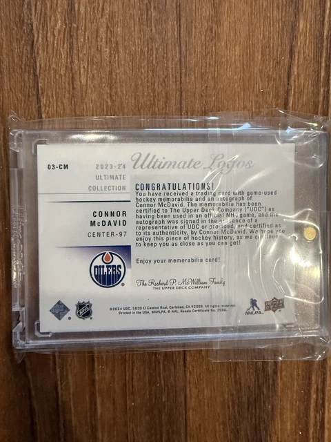 CONNOR MCDAVID ULTIMATE Logos Auto 06/15 03-CM 2023-2024 Ultimate ...