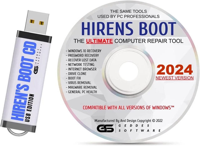 HIRENS BOOT CD USB NEW Version Computer Diagnostic Repair Data Recovery ...