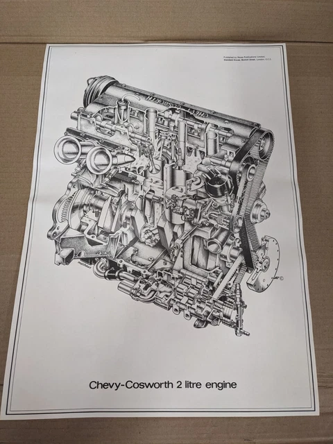 CHEVY COSWORTH 2 Litre Engine Cut-Away Poster Diagram 1972 Motoring ...
