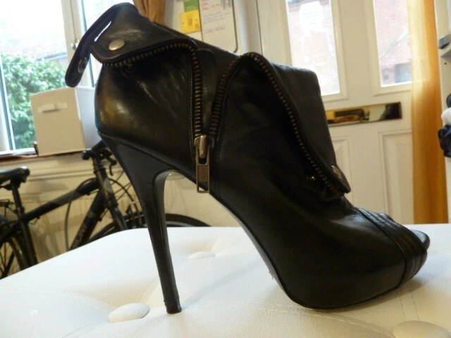STILETTO 'ANGEL' ZIP Black Leather Boots - Like Alexander McQueen ...