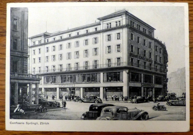 OKW ZENSUR AK Karte Confiserie Sprüngli Zürich Schweiz EF Wehrmacht ...