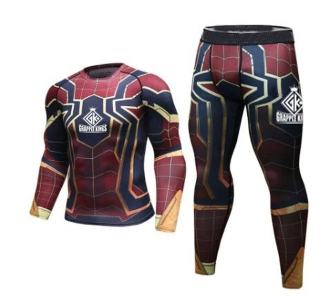 T-SHIRT SPIDER-MAN BJJ MMA Rash Guard Hose Shorts Training ...