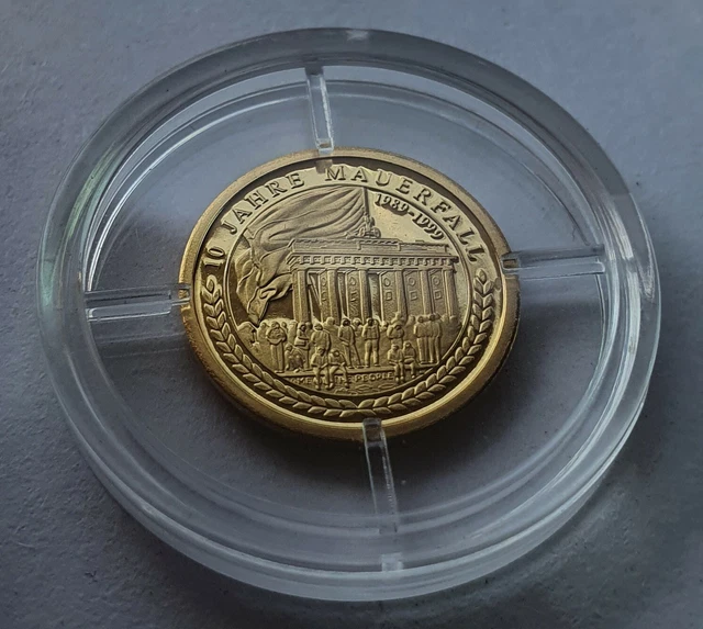 10 JAHRE DDR Mauer Fall - Gold - Goldbarren - Medaille - Proof - Selten ...