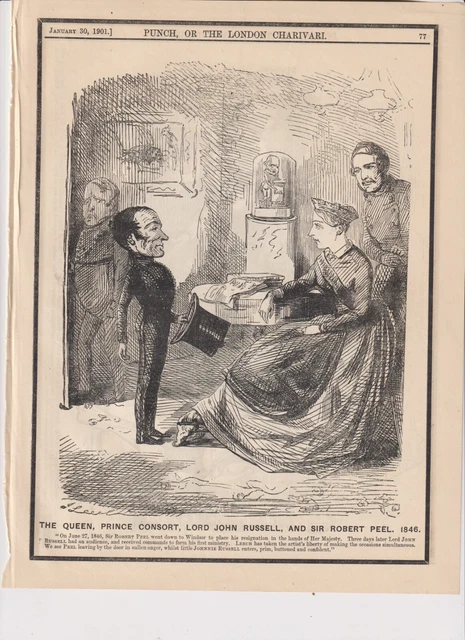 1901 TWO PUNCH Cartoons Death of Victoria Russell, Peel, and Landing in ...