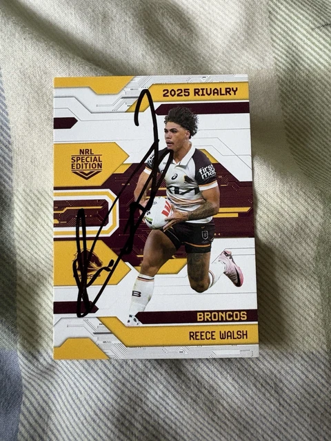 SIGNED REECE WALSH Brisbane Broncos 2025 NRL Rivalry Card £11.73 ...