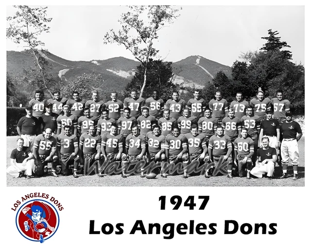 NFL AAFC 1947 Los Angeles Dons Team Picture Black & White 8 X 10 Photo ...
