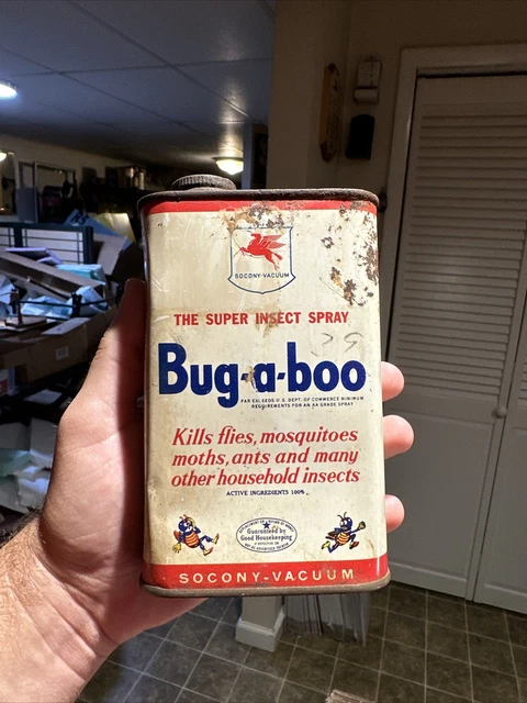 RARE SOCONY-VACUUM BUG-A-BOO Insect Spray Oil Can Gas Oil Advertising ...