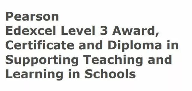 LEVEL 3 DIPLOMA Supporting Teaching And Learning In Schools Level 3 ...
