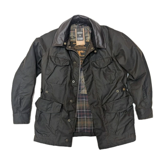 BARBOUR TOKITO HORSE Riding Jacket Medium Wax Cotton Green Leather ...