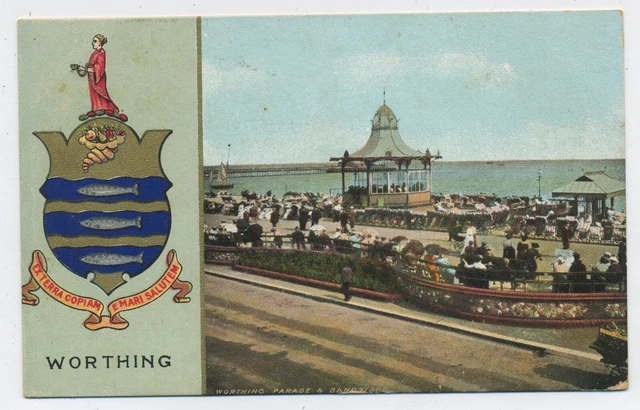 WORTHING PARADE & Coat of Arms Sussex Vintage Postcard J11 £3.95 ...