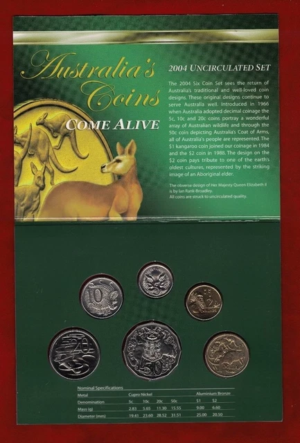 2004 SIX COIN Uncirculated Set, Australia's Coins - Royal Australian ...