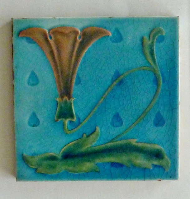 EXTREMELY RARE ART Nouveau 6" antique MAJOLICA Sherwin & Cotton att ...