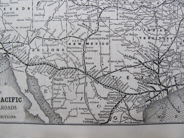 1890 NOV SOUTHERN Pacific Railroad System Map Original Antique La Tx Nm ...