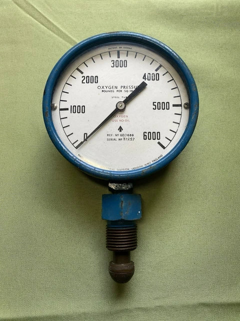 VINTAGE LARGE ANTIQUE oxygen Pressure Gauge monitor circular Metal ...