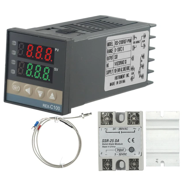 KIT CONTRÔLEUR DE température REX C100 pour SSR 25DA avec câble thermocouple $43.59 - PicClick CA