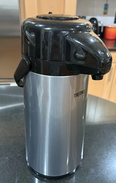 THERMOS HOT/COLD DRINKS Flask Stainless Steel Push Button Pump Pot, 1 ...