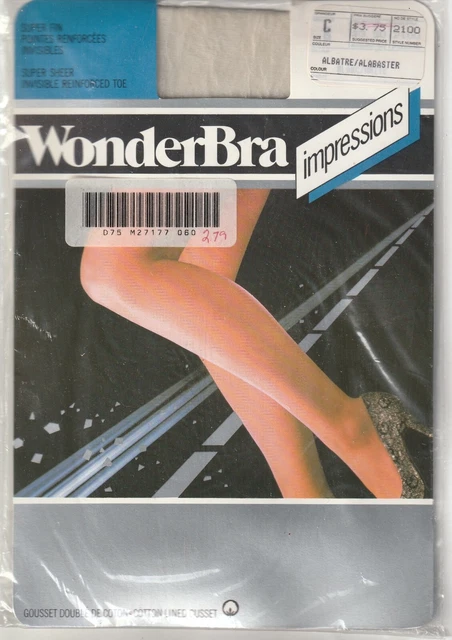 VINTAGE WONDERBRA SUPER Sheer Pantyhose Invisible Toe 80's Size 100 ...