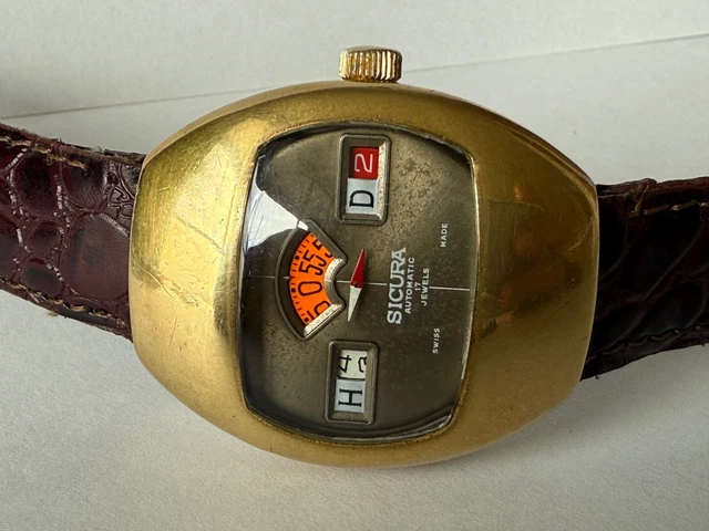 VINTAGE SICURA JUMP hour Automatic Brevets Cal. 758 Space Age Mens ...