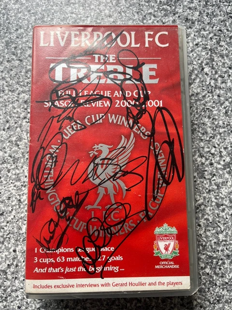 LIVERPOOL FC 2000/01 Multi Signed VHS Video Cassette Treble Winners ...