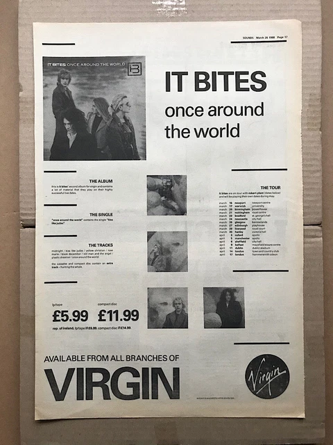 IT BITES ONCE AROUND THE WORLD POSTER SIZED original music press advert ...