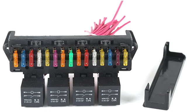 12V AUTOMOTIVE 15-WAY Blade Fuse Box Multi-Circuit With 4 40A Relays ...