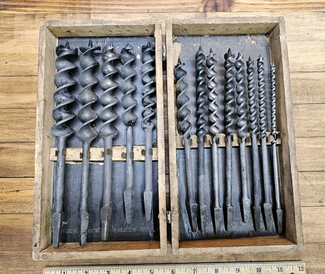 VINTAGE TOOLS HAND Drill Auger Bits Antique Woodworking Tools RUSSELL ...