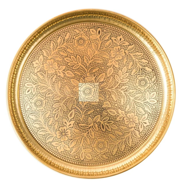 INDIAN TRADITIONAL BRASS Plate For Designer Pooja Bhog 6 Inch $30.76 ...