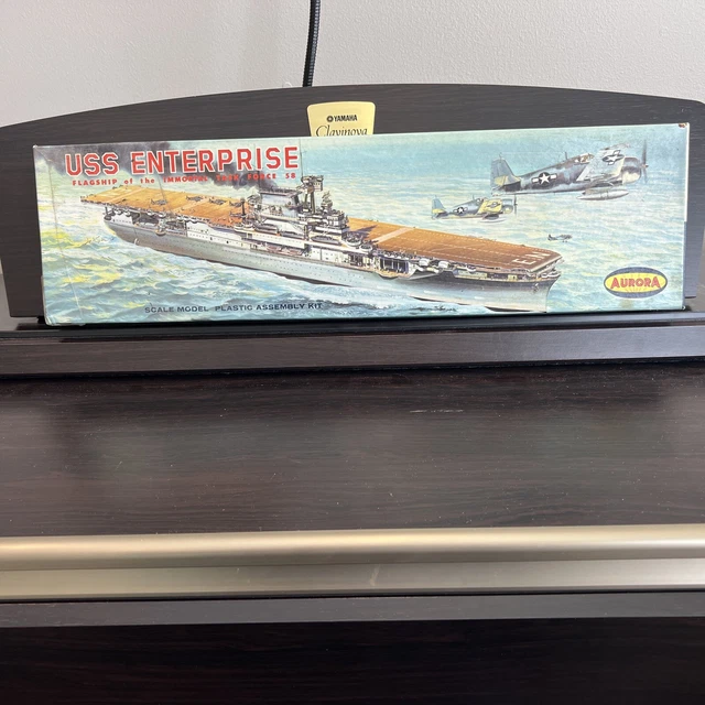 VTG 1960 AURORA USS ENTERPRISE Aircraft Carrier Model Kit 714-1 49 open ...