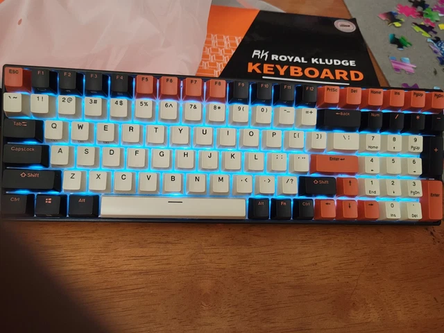 ROYAL KLUDGE RK100 Tri-mode Mechanical Keyboard Red Switch Ice blue ...