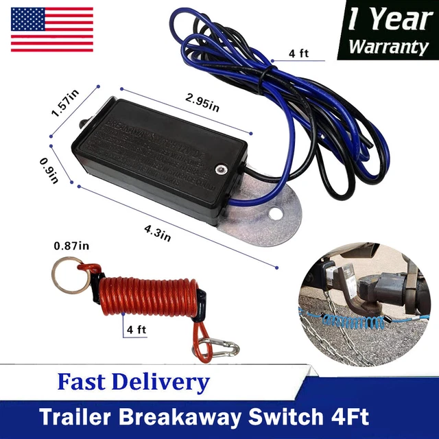 TRAILER BREAKAWAY SWITCH 1.2m Control kit w/ Electric Brake Switch for ...