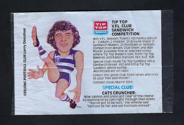 1979 TIP TOP Geelong Cats Larry Donohue Extremely rare Bread Strip ...