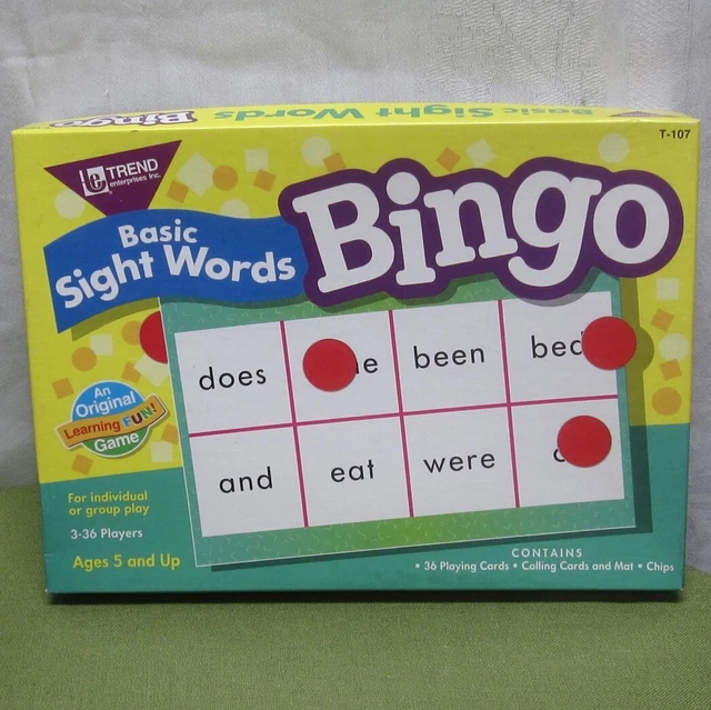 BINGO BASIC SIGHT Words jeu de classe avec jetons tendance éducative ...