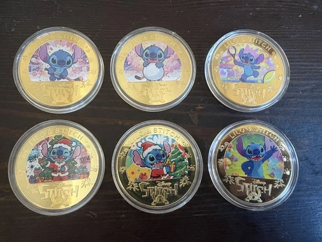 DISNEY STITCH METAL Collectors Coins X6 £30.00 - PicClick UK