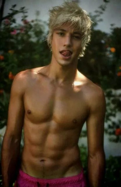 Shirtless Male Slender Shaggy Hair Beach Jock Hunk Man Beefcake Photo