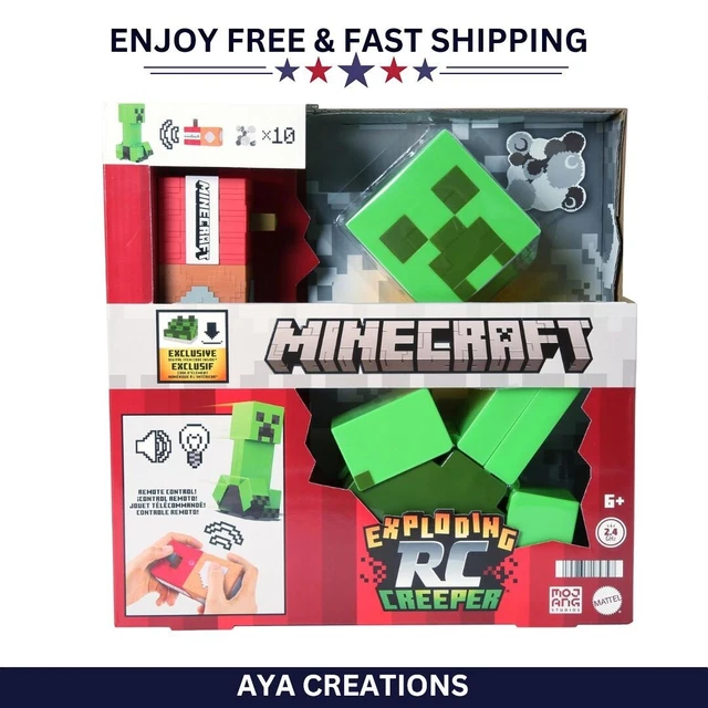 MATTEL MINECRAFT EXPLODING RC Creeper with Lights, Sounds & 10 ...