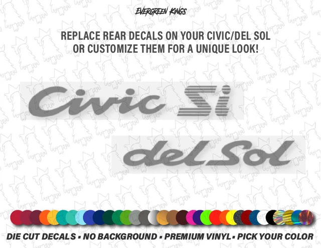 CIVIC SI DEL Sol Rear Hatch Trunk Decals Badges for Honda Civic/CRX Del ...