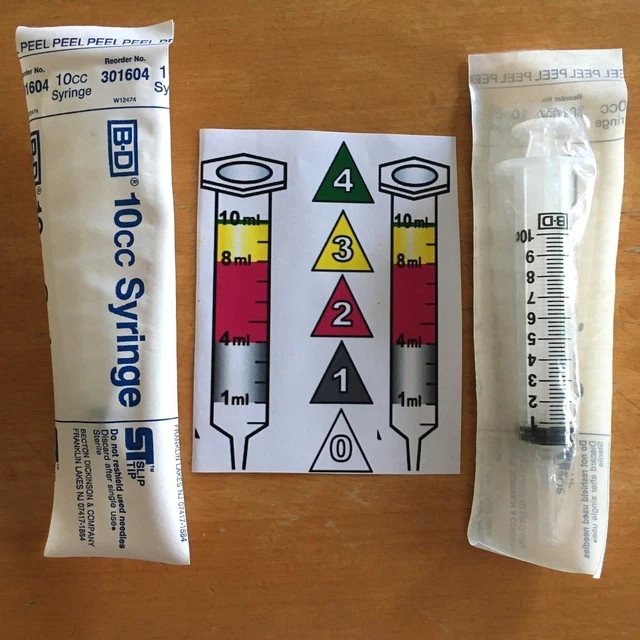 TWO 10ML SYRINGES for the IDDSI Flow Test kit - BD 301604 slip tip x 2 ...
