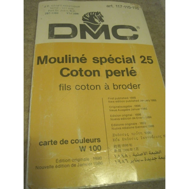 RARE SAMPLE CATALOG DMC Mouline Color Card Folder 7 page 1986 Paris ...