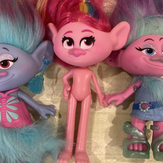 DREAMWORKS TROLLS MOVIE Figures Toys Poppy Satin Chenille Trollstopia ...