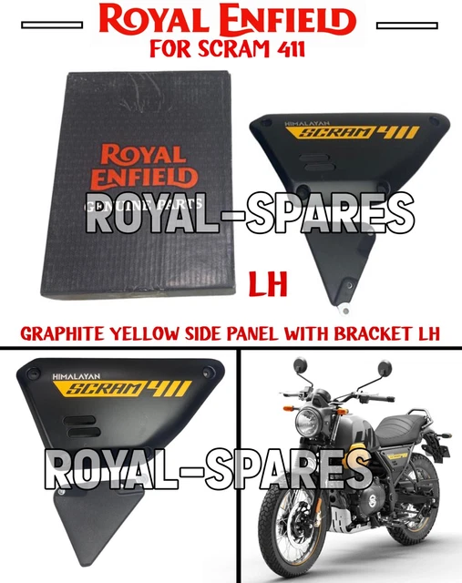 ROYAL ENFIELD &GRAPHITE YELLOW SIDE PANEL WITH BRACKET LH" For Scram ...