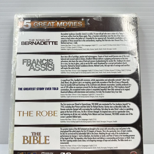 THE BIBLE IN The Beginning + The Robe + Francis Of Assisi DVD 5 Movies ...