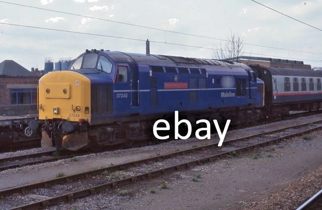 ORIGINAL 35MM RAILWAY SLIDE BR MAINLINE DIESEL 37248 PETERBOROUGH 21/3 ...