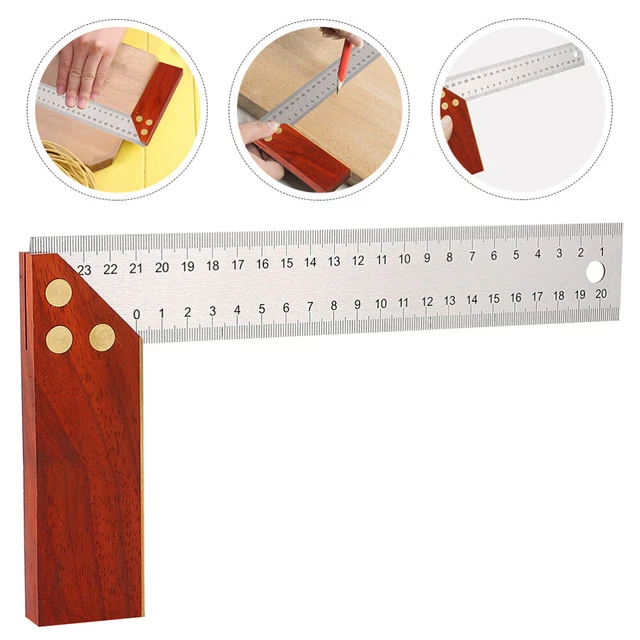 SQUARE WOODEN PRECISION Ruler Adjustable Right Angle Tools Woodworking ...