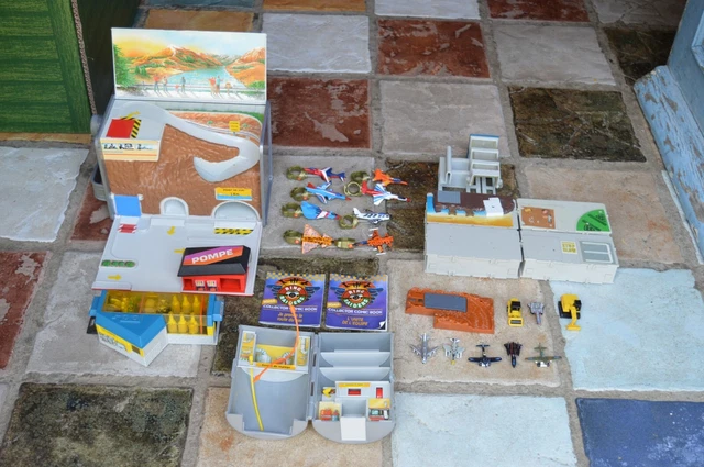 LOT MICRO MACHINE Galoob Années 1980 Bidon Essence Huile Boîtes + Ring ...