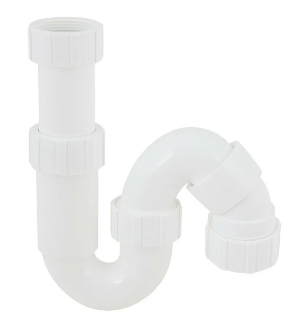 HAIGH PVC TELESCOPIC SPACE TRAP 40mm Adjustable, Tighten By Hand WHITE ...
