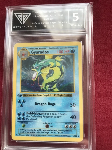 POKEMON BASE SET First Edition Shadowless Holo Gyarados Graded 5 EUR ...