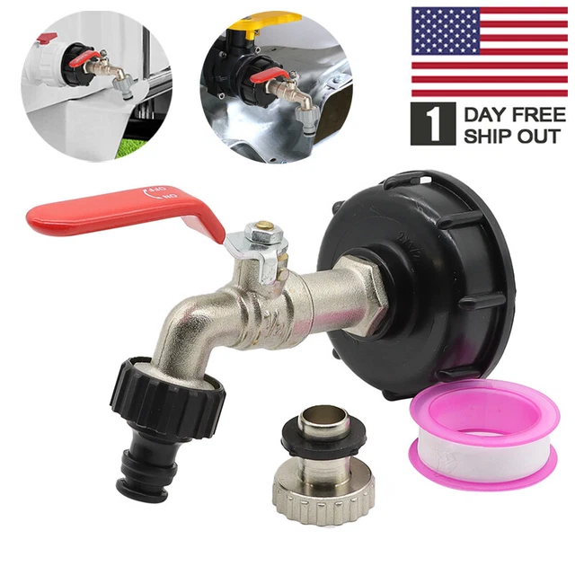 IBC TOTE TANK Valve Drain Adapter 1/2" Garden Hose Faucet Water ...